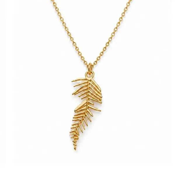MOTHER NATURE JEWELRY Acacia Leaf Necklace, Handmade Minimalist Pendant Nature Jewelry, Sterling Silver - Gold