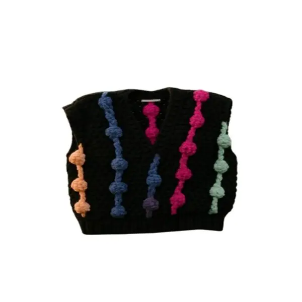Saachi Multi Chunky Knit Sweater Vest - Black