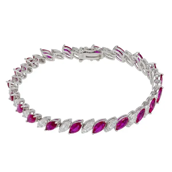LATELITA Silver / White / Red Viscountess Tennis Bracelet Ruby Silver - Silver/white/red