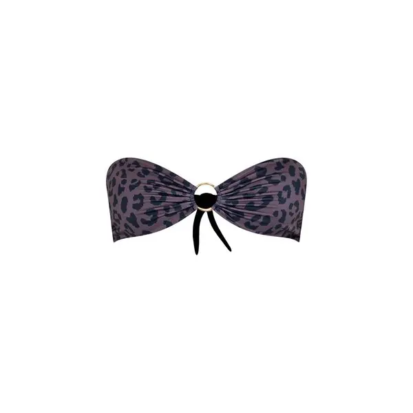 CHAUDE SWIMWEAR Black / Brown Billi Bandeau Top Leopard