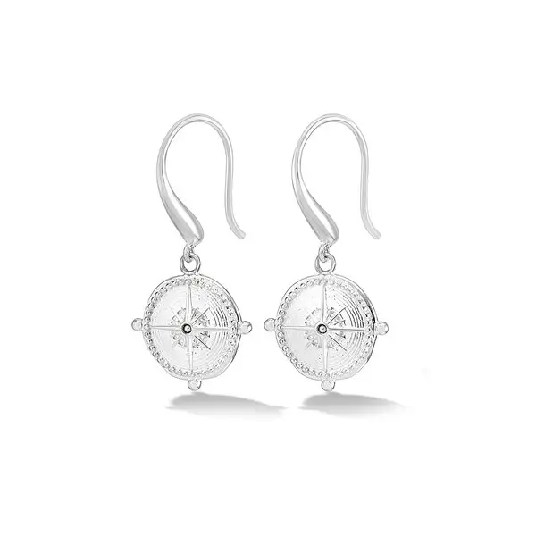 DOWER & HALL True North Talisman Drop Earrings In Sterling - Silver