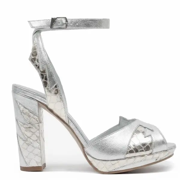 TERRY DE HAVILLAND Zia Mid Platform Block Heels - Silver