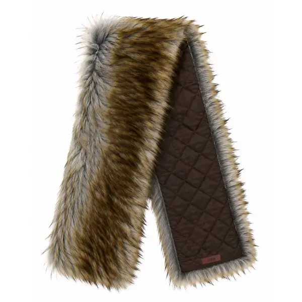 LUROQ LONDON Quilted Faux Fur Scarf - Brown