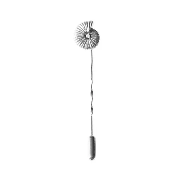 LEE RENEE Ammonite Diamond Tie Pin –twist Tie Pin - Silver