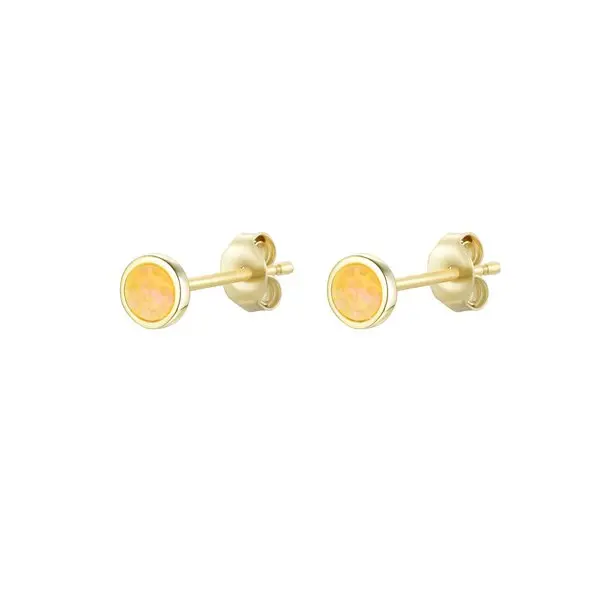 KAMARIA Round Opal Stud Earrings Tangerine - Orange