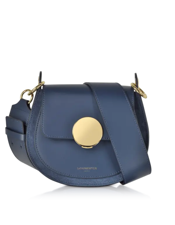 LE PARMENTIER Yucca Suede & Leather Shoulder Bag Denim - Blue