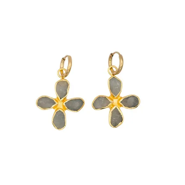 ISOLATED JEWELLERY Aquamarine Cross Earrings - Gold