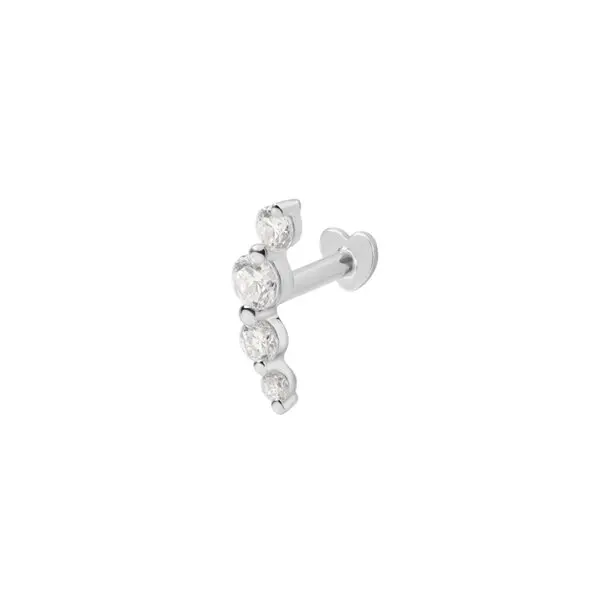 VANCHI 14k Solid White Gold Lab-grown Diamond Curved Flat Back Stud - Silver