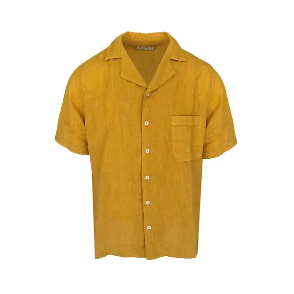 Haris Cotton Linen Byron Shirt Honey - Yellow