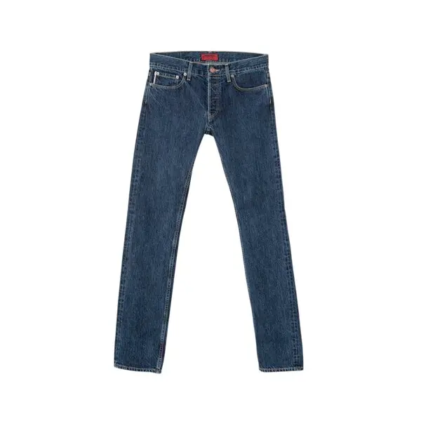 DIN & DEEN Slim Fit Denim Selvedge Washed Red Jeans Katana Collection - Blue