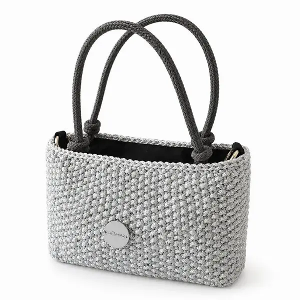 HILO DE MAR Hand-knitted Bag With Detachable Chain Strap - Silver