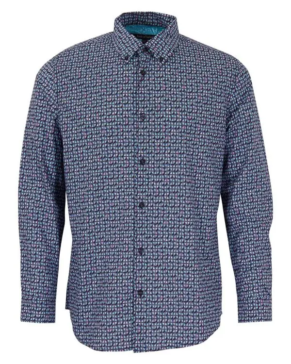 LORDS OF HARLECH Morris Ibiza Petal Shirt Teal - Blue