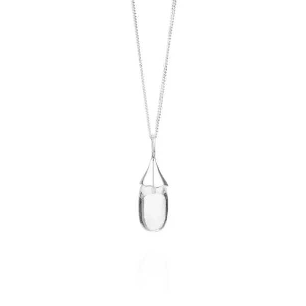 MOUNIR LONDON Neutrals Rock Crystal Capsule Pendant - Silver