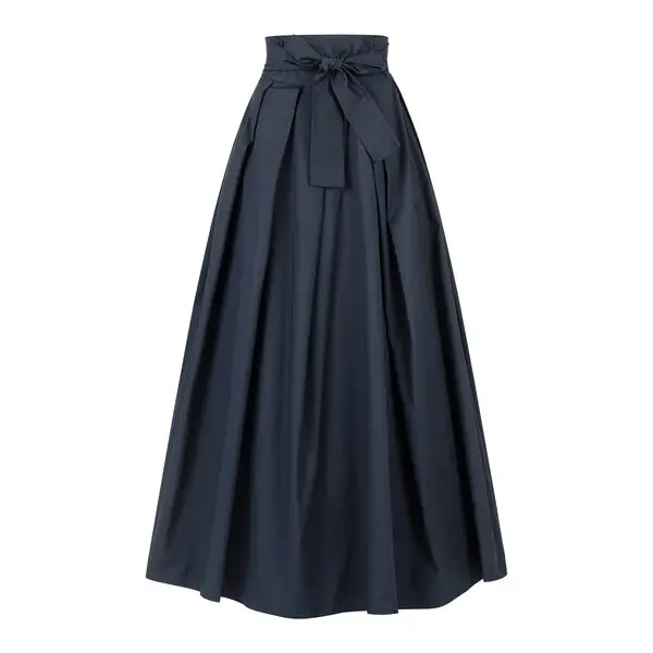 NIKKA PLACE Cotton Maxi Skirt With High Waist In Dark - Blue