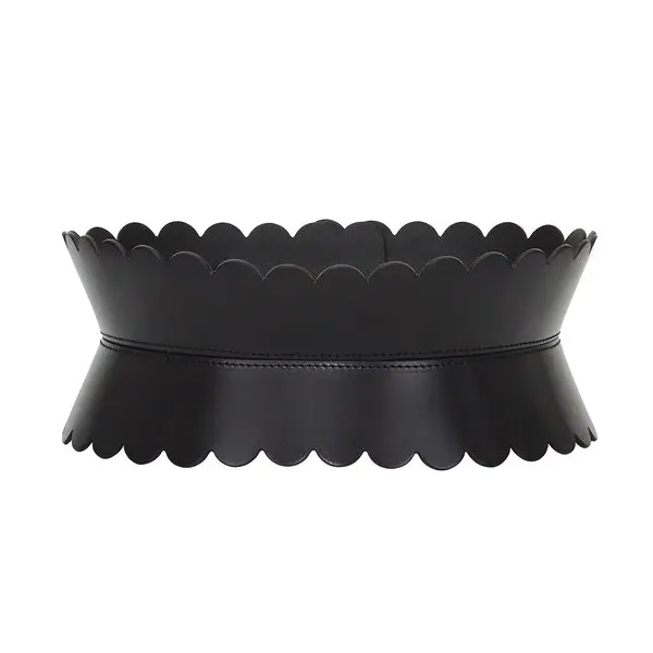 HAUTE CUIR Scalloped Hourglass Corset Belt - Black