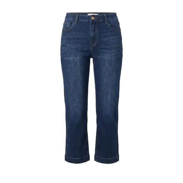 Adrift Clothing Adrift Denim Cropped Straight Leg Jeans In Dark Wash - Blue