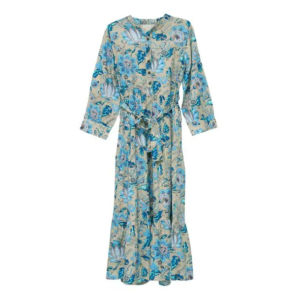 INARA Indigo Lotus Cotton Dress - Blue