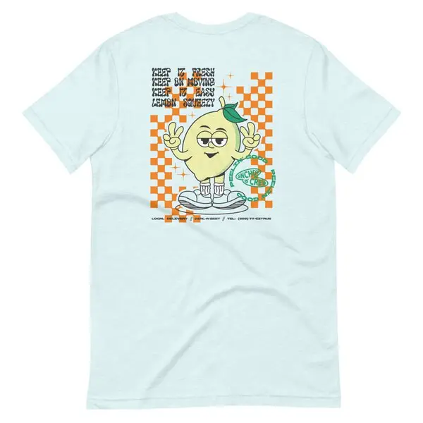 ANCHOR & CREW Ice Lemon Fresh Dial-a-local Organic Cotton T-shirt - Blue