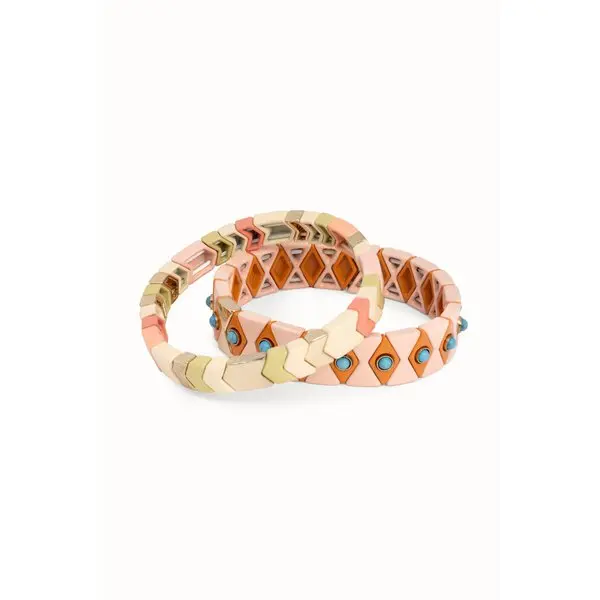 Saachi Evil Eye Stretch Bracelet Set - Pink