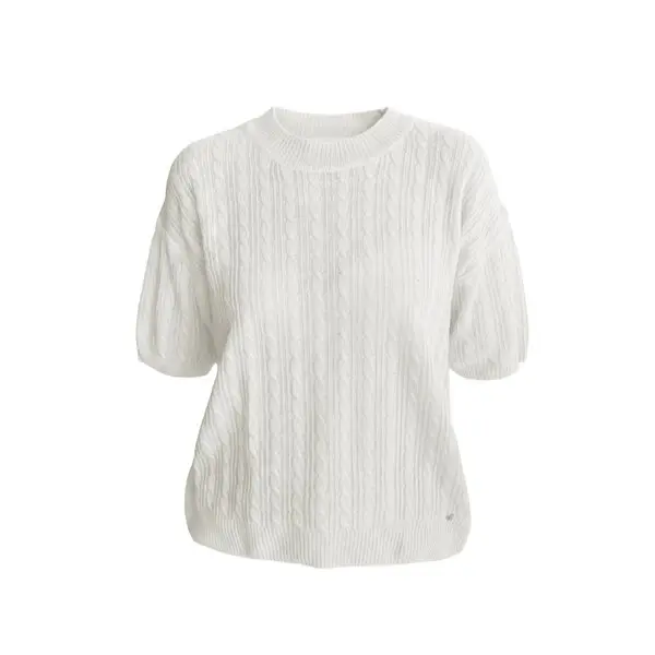 TIRILLM Kelly Lace Knitted Cashmere Short Sleeved Pullover - Pink