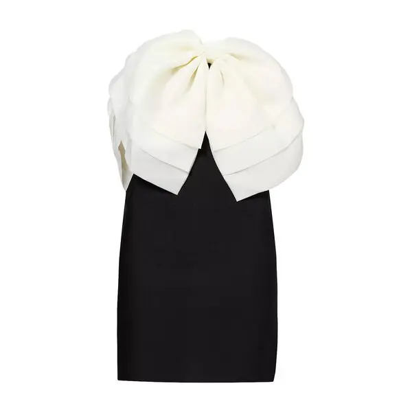 AMY LYNN Oscar Organza Bow Mini Dress - Black