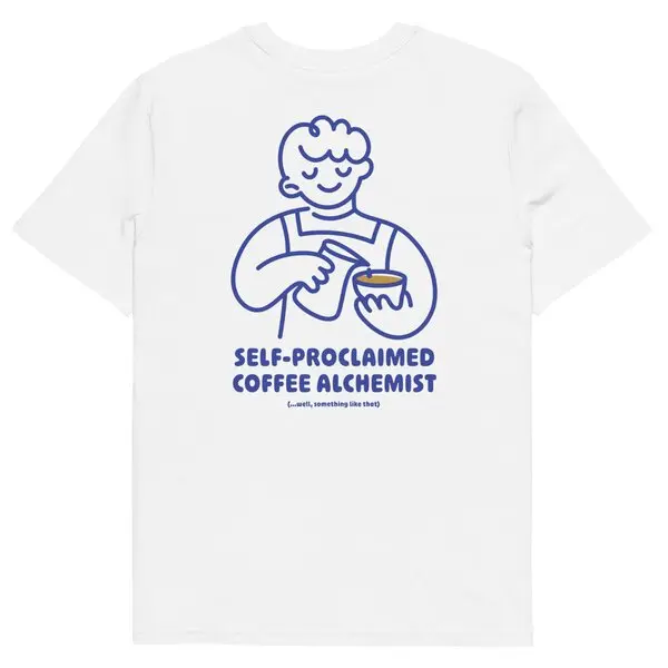 ANCHOR & CREW Gustatory Coffee Alchemist Organic Cotton Embroidered T-shirt - White