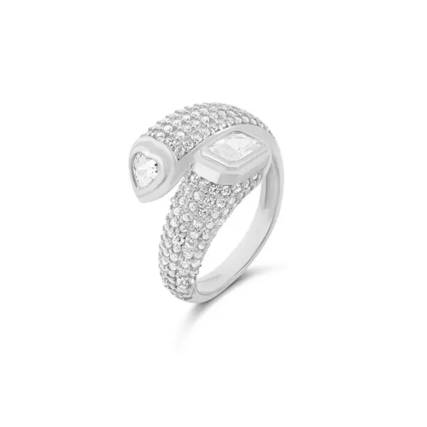 SHYMI Multi Shape Pave Wrap Ring - Silver