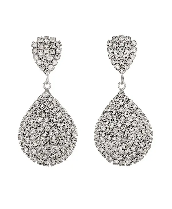 CRYSTALS AND CO Sterling Silver Drop Earrings - Gray