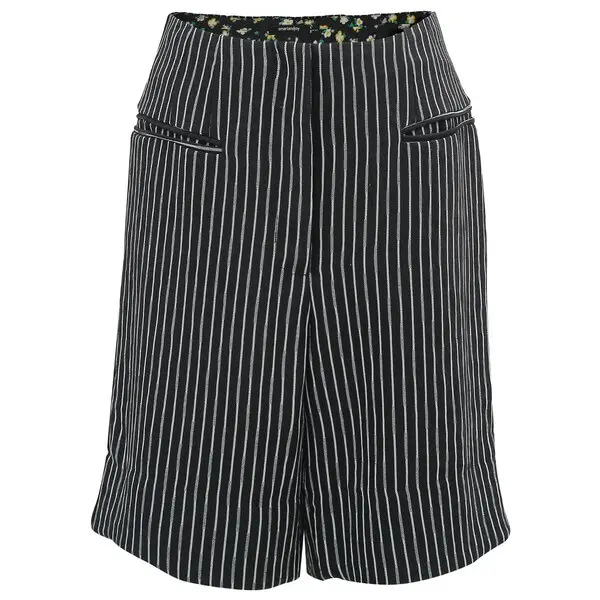 SMART AND JOY Striped Straight Shorts - Black