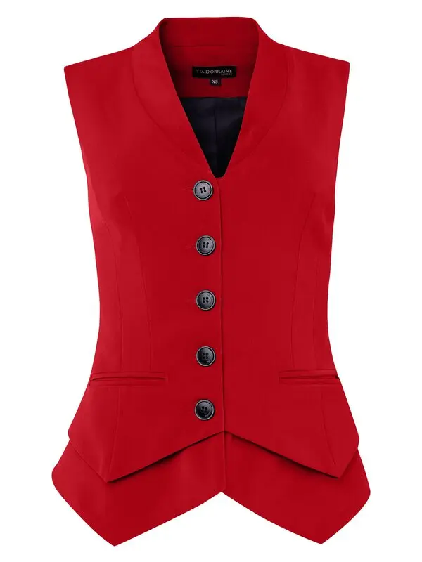 TIA DORRAINE Fitted Single-breasted Waistcoat – Fierce - Red