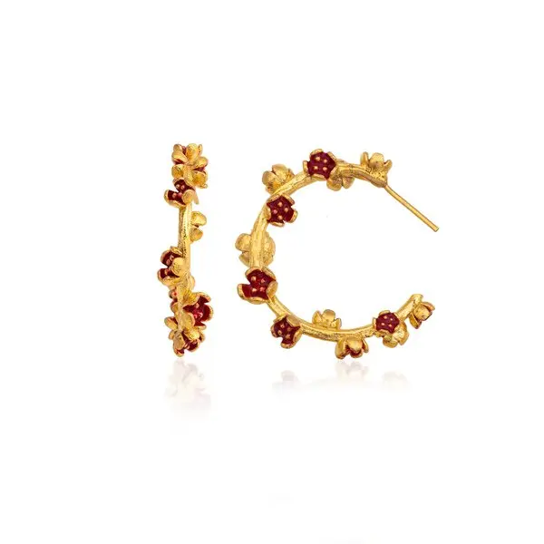 MILOU JEWELRY Large Flower Hoop Earrings - Red