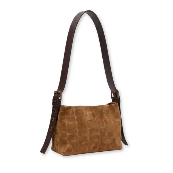JUAN-JO Croc Suede Crossbody Bag - Brown