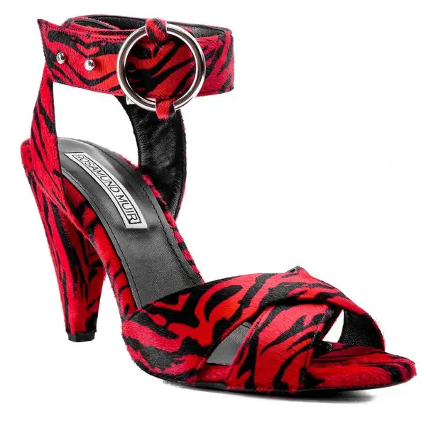 ROSAMUND MUIR LONDON Black / Red Montana Red & Black Zebra Print Calf Hair Heels - Black/red