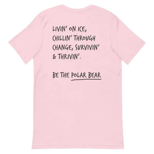 ANCHOR & CREW Cotton Think Ocean Polar Bear Aspirations Cotton Embroidered T-shirt - Pink