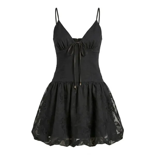 MODENAIRE Bubble Mini Dress Sculpted Bodice - Black