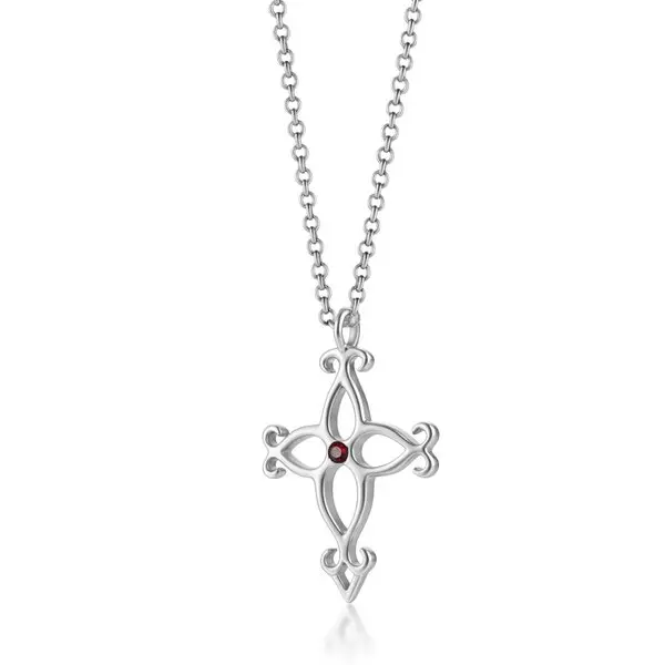 UNALOE Silver / Red Soul Cross Sterling Silver Necklace With Ruby – Religious Jewelry - Silver/red