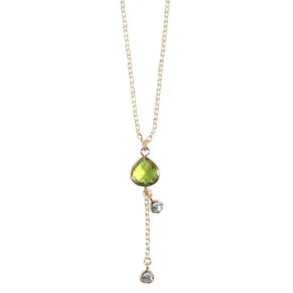 STUDIO BALOGE Gold / Green Point Necklace In Peridot Green - Gold/green