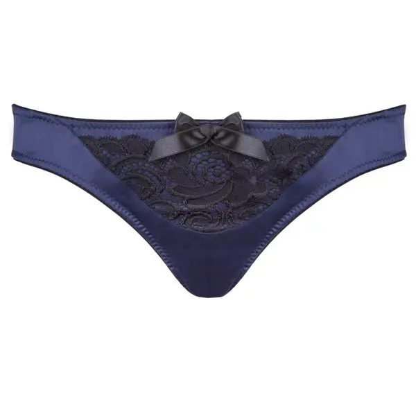 EMMA HARRIS Signature Navy Lace Front Thong - Blue