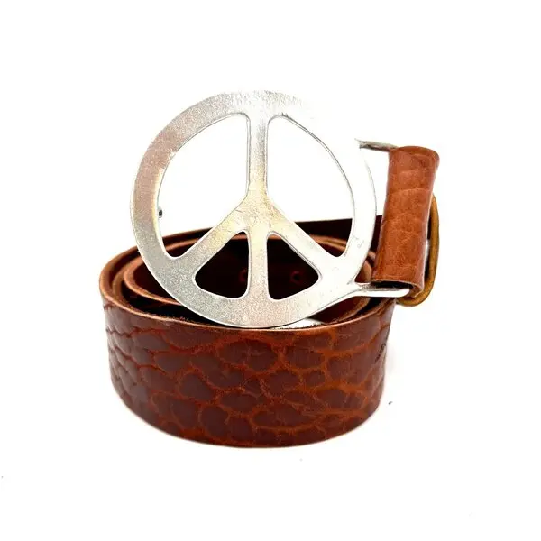 LYNN TALLERICO Peace Belt In Pewter- Whiskey Medium Large - Brown