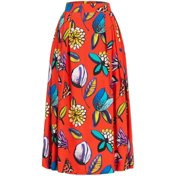 MARIANNA DÉRI Midi Skirt With Flower Print - Red