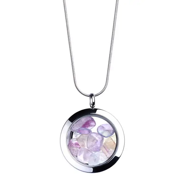 MY LITTLE NATURE Designer Fluorite Necklace With Natural Stones – Balance And Wellness Jewelry Birthstone Necklace - Silver