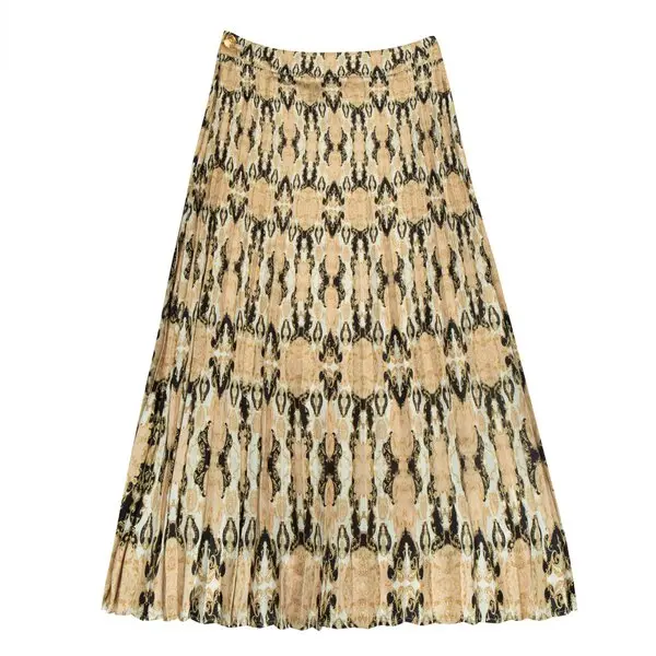 ROCH PEREL Neutrals Baroque Beige&gold Satin Skirt - Beige/yellow