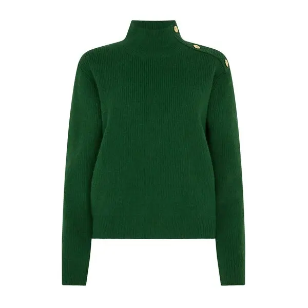 SOUR FIGS Gold-button Shoulder Jumper In Pine - Green