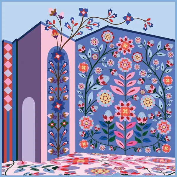 JESSIE ZHAO NEW YORK Double Sided Silk Scarf Of Flower Imagination - Pink