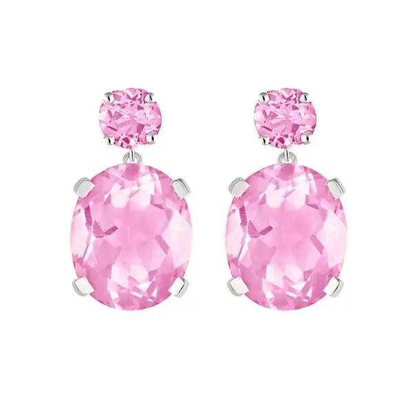 AUGUSTINE JEWELS Pink / Silver Sterling Silver Pink Topaz Drop Earrings - Pink/silver