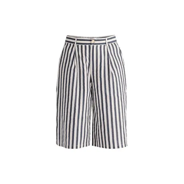 PAISIE Striped Bermuda Shorts In Cream And - Black
