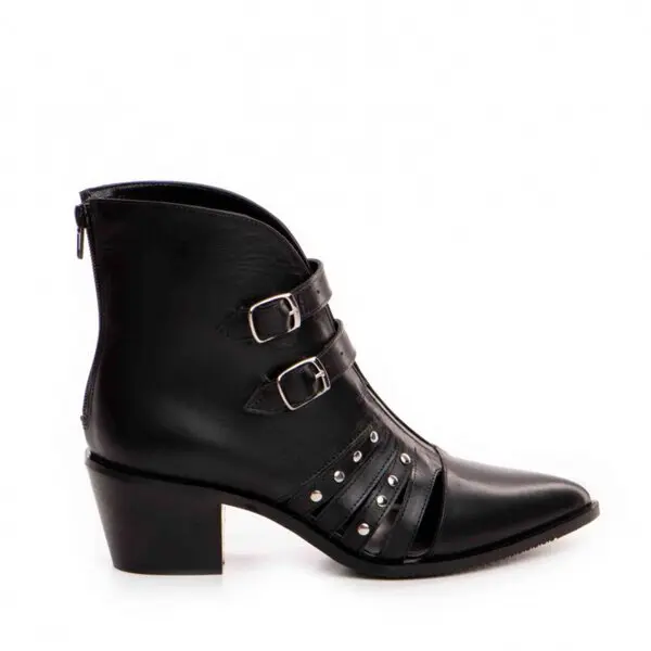 THE 5TH ELEMENT Nova Western Ankle Boots In Leather - Black