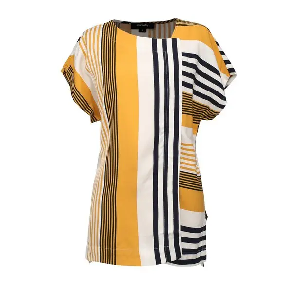 SMART AND JOY Long Stripe Print Game Top Yellow - Orange