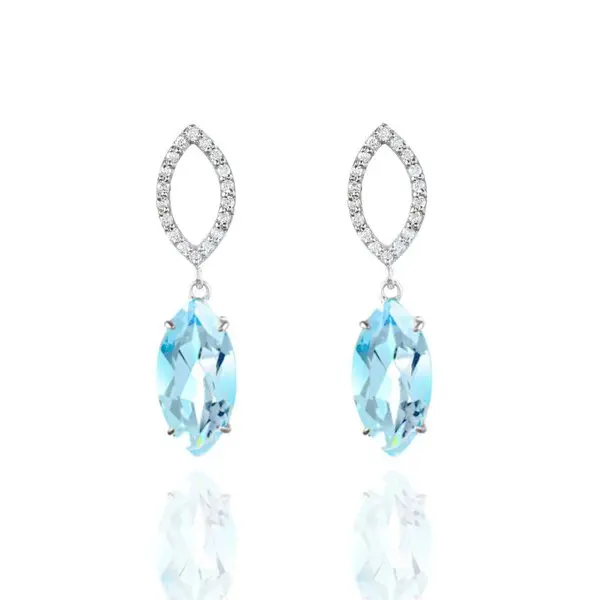 AUGUSTINE JEWELS Blue / White Blue Topaz & Diamond Earrings - Blue/white