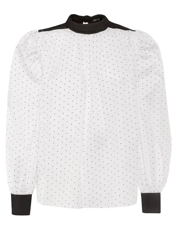 HELENE GALWAS White / Black Bibi Polka Dots Cotton Blouse - White/black